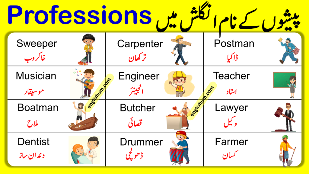 57 Occupation Names in English and Urdu - Englishum